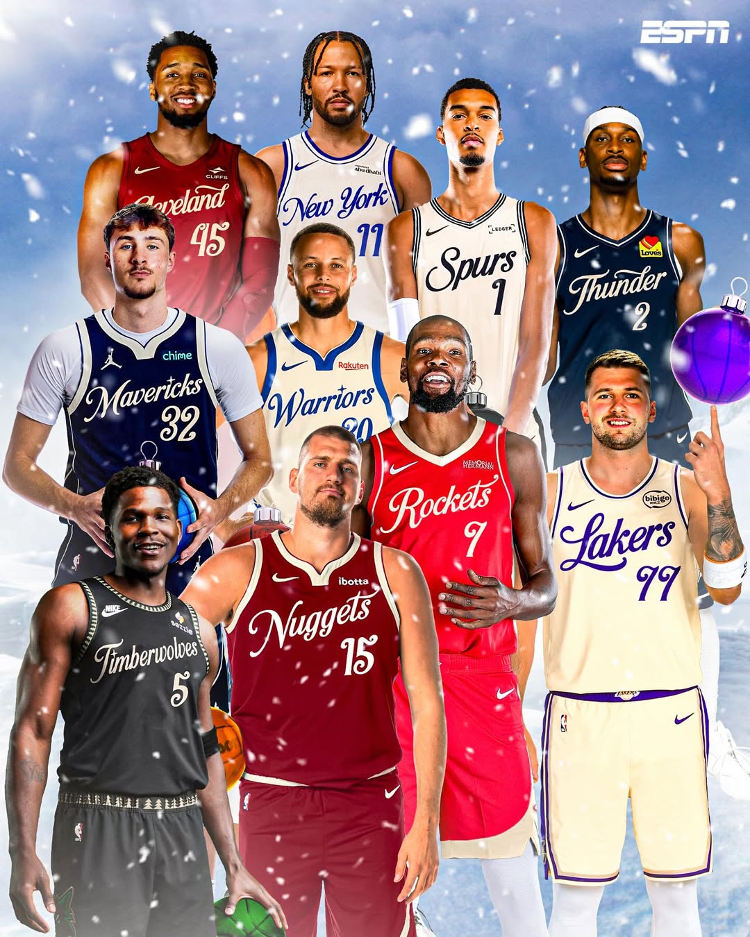 Increíble: ESPN comparte los diseños de las camisetas navideñas de la NBA